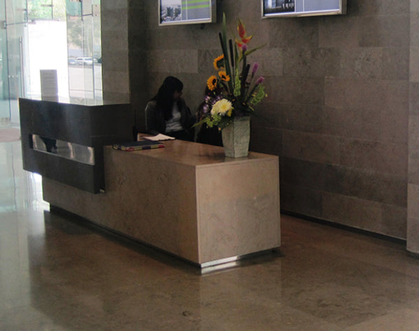 Front Desk | Azul Aqua Limestone Tile