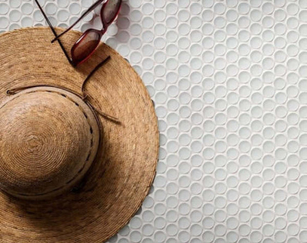 Floor | Pure Silk Glass Penny Rounds Mosaic