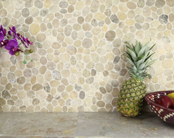 Kitchen | Tan Marble Cobbles Mosaic