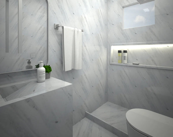Bathroom White Shadow Marble Slab