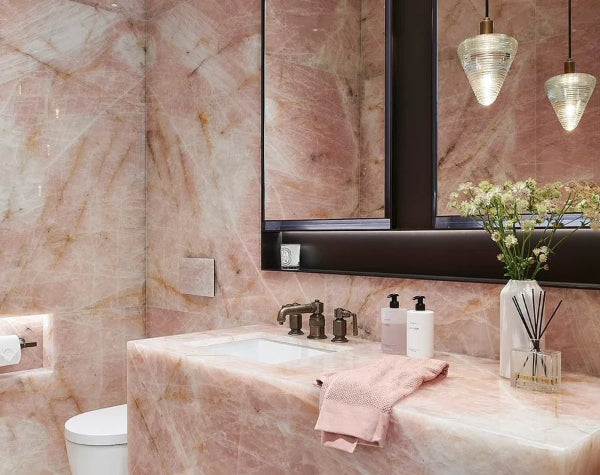 Bathroom | Cristallo Pink Quartz Slab