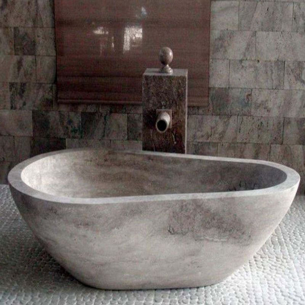 SILVER Travertine Honed-Filled Avocado Bathtub